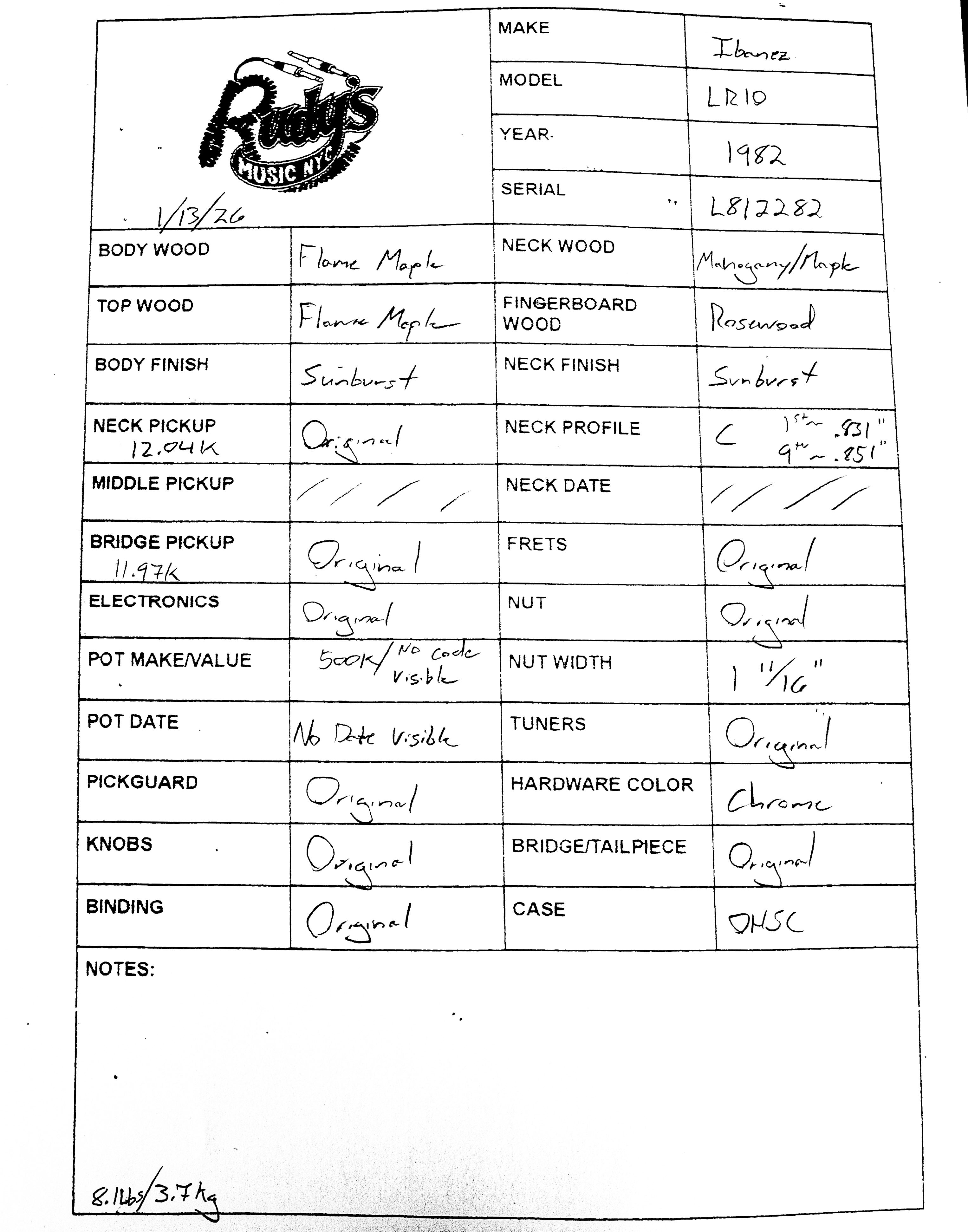 Ibanez 1982 Lee Ritenour LR-10, Antique Violin — Rudy's Music